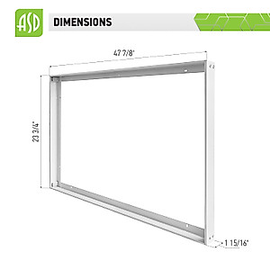 ASD 2x4 Surface Mount Frame for LED Flat Panel Light - Aluminum Surface Mounting Bracket Kit for Drop Ceiling - Low Profile Back-Lit Panels Mount Kit, White