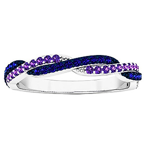 Dazzlingrock Collection 10K Round Amethyst & Blue Sapphire Ladies Wedding Swirl Stackable Band, White Gold, Size 6