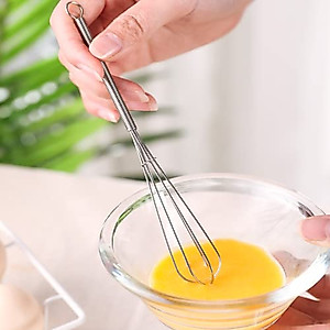 NileHome Mini Whisks Stainless Steel Whisk Set 5" 7" Kitchen Small Wisk Balloon Wire Tiny Whisks for Cooking, Whisking, Blending, Beating, Stirring 2Pack