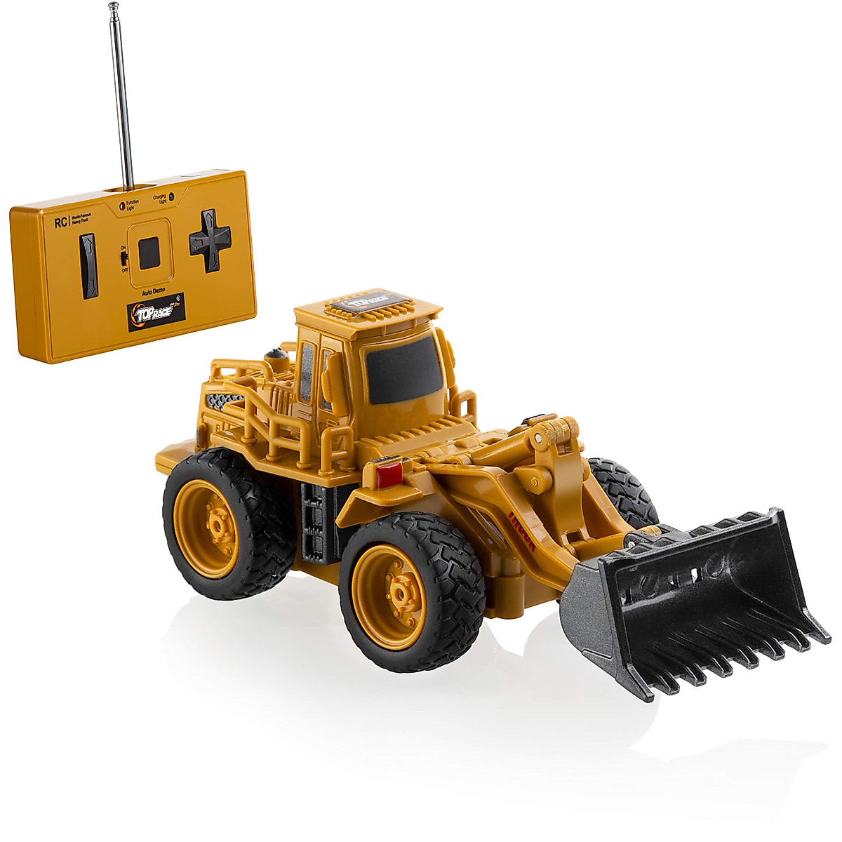 Top Race 4 Channel Mini Remote Control Front Loader Bulldozer 1:64 Scale, Mini Construction Toys Series (TR-013)