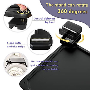 Bamboo Sofa Arm Tray Table Clip for Couches Arm, Multi-Function Side Couch Arm Tray with 360° Rotating Phone Holder, Suitable for Home Drinks/Remote/Snacks/Fast Food Et (Black)
