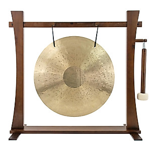 20" to 22" Gongs on the Spirit Guide Gong Stand - 22" Wind Gong. Includes Gong, Mallet, & Stand/Great for Office & Home/Traditional Style