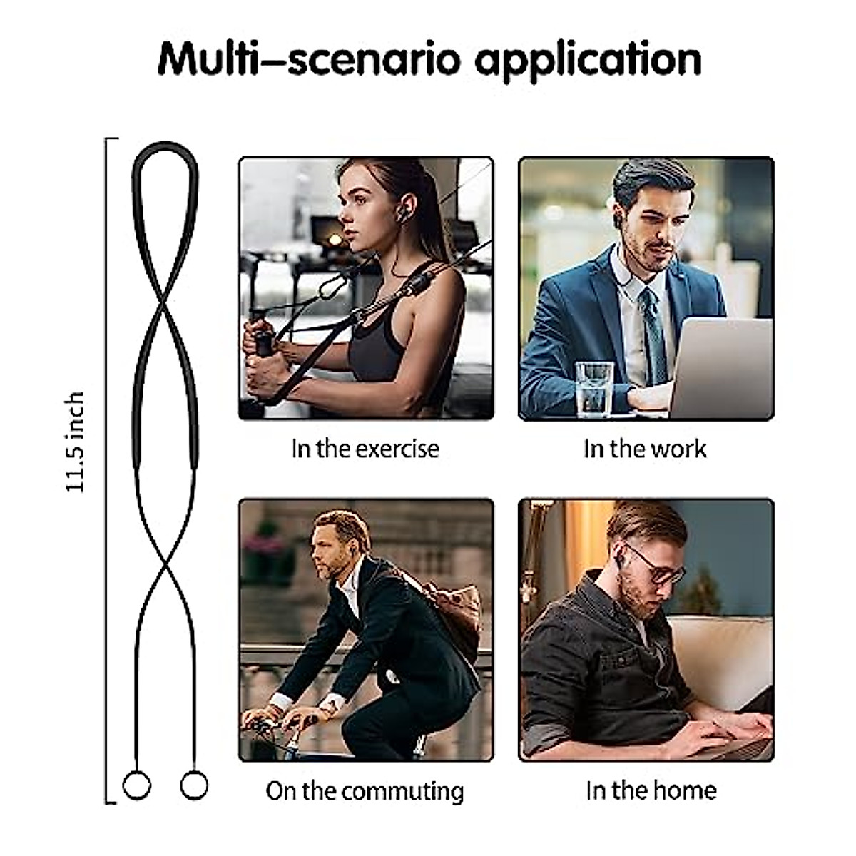 Alquar Anti-Lost Strap for Status Audio Between Pro/Status Between 3ANC Earbuds, Sports Soft Silicone Lanyard Accessories Compatible with Status Audio Between Pro/3ANC Earbuds Neck Rope Cord (Black)