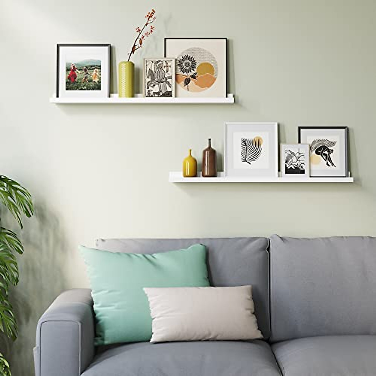 You Have Space Lagos Floating Bookshelf for Kids Room Decor, Picture Ledge Shelf for Living Room, Office, Kitchen, Bathroom, 30" White Wall Shelf Set of 2