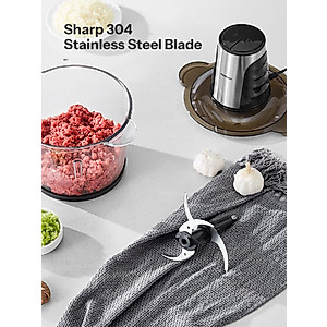 Food Processors with 2 Large Bowls(12 Cup+12 Cup), Reemix Electric Chopper with Powerful 500W Copper Motor, 4 Bi-Level Blades for Fruits, Meat, Vegetables, Baby Food, Nuts, 2 Speeds