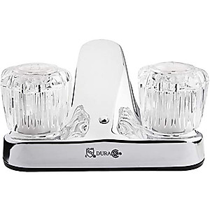 Dura Faucet DF-PL700A-CP RV Bathroom Sink Faucet with Clear Acrylic Knobs - 2-Handle (Chrome)