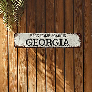 Bomehhjuli Back Home Again in Georgia Metal Sign Georgia State Metal Tin Sign City Pride Metal Wall Art Location Antique Wall Plaque Poster for Garage Man Cave Bar Kitchen 18x4in