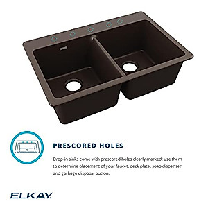Elkay Quartz Classic ELG3322WH0 White Equal Double Bowl Top Mount Sink