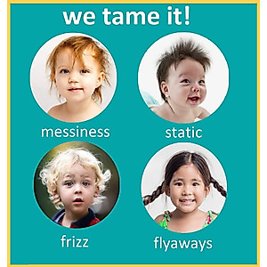 T is for Tame Toddler Hair Kit with Taming Cream, Hair Detangler Spray, Brush & Pouch - Anti Frizz Smoothing Styling Cream & Detangling Spray for Frizz Control, Flyaway, Curly, Static