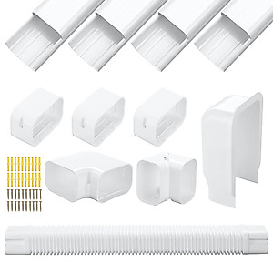 LCGP 4" 14Ft Decorative PVC Line Cover Kit, Suitable for Mini Split Air-conditioning and Heat Pump Systems, Outdoor Air-conditioning Pipe Insulation