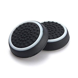 Silicone Thumb Stick Joystick Cap Analog Grip Thumbsticks Cap Cover Case for Nintendo Switch NS Joy-Con Controller (Black-White)