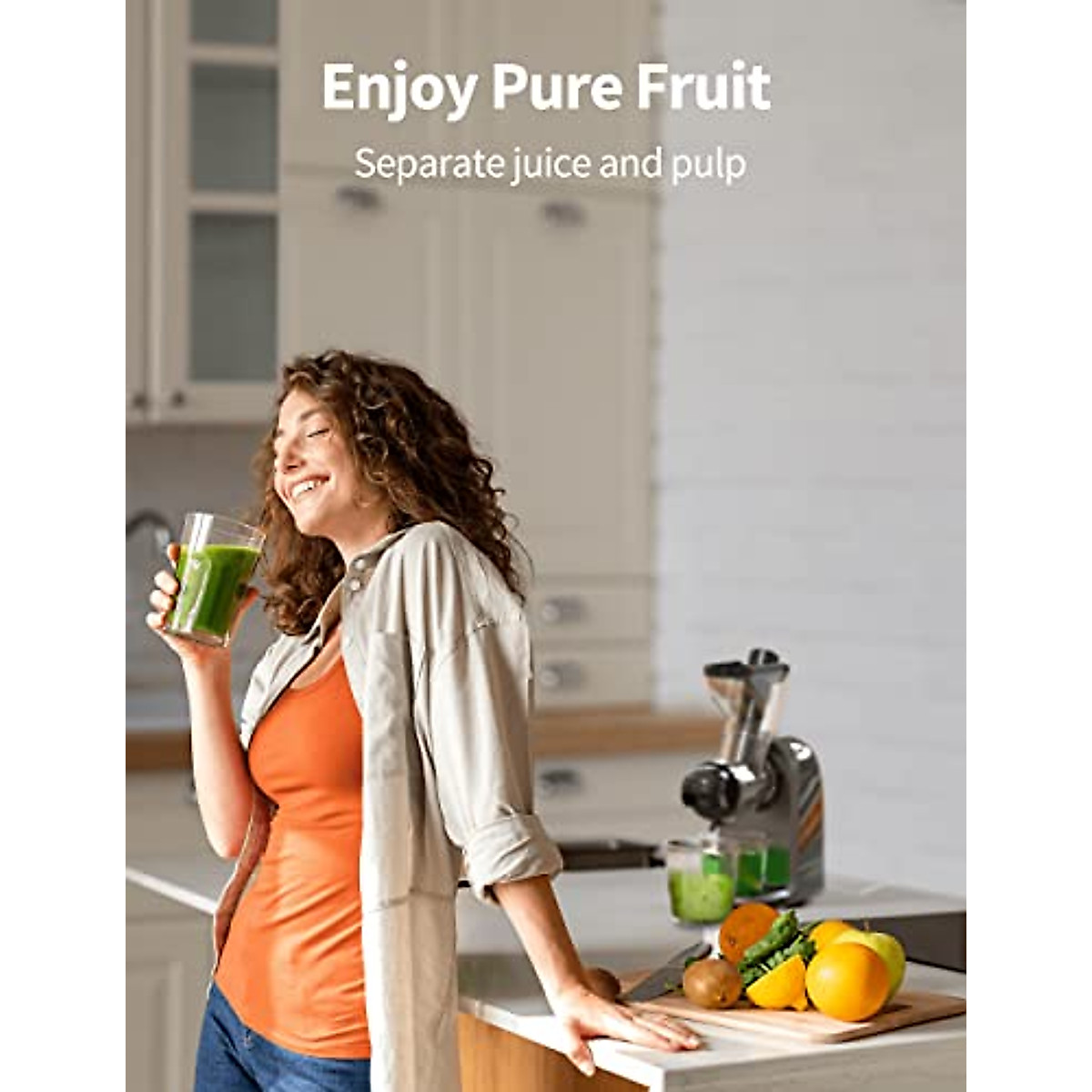 Kalado Slow Juicer Machines Vegetable and Fruit, 3”Extra Large Chute with Quiet Motor & Reverse Function, Cold Press Juicer 200W Power, BPA-Free & 2 Heat-Resistant Glasses in Jet Black