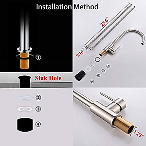 High Arch Kitchen Faucet Brushed Nickel,360 Degree Swivel Spout Kitchen Sink Faucet Hot and Cold Water Mixer, Modern Lead-Free Commercial Bar Sink Faucet fit for 1 Hole Single Handle Faucet Anti-Rust