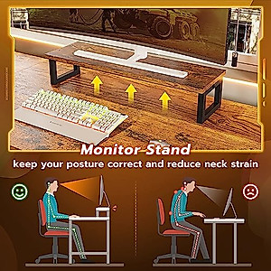 SEDETA L Shaped Gaming Desk with LED Lights and Drawers, Gaming Desk with Hutch & Pegboard, Computer Desk with Monitor Stand, Storage Shelves, Home Office Desk Corner Desk, Gaming Table, Rustic Brown