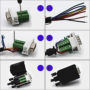 YIOVVOM DB9 Breakout Connector to Wiring Terminal RS232 D-SUB Male Serial Adapters Port Breakout Board Solder-Free Module with case(Female Serial Adapter)