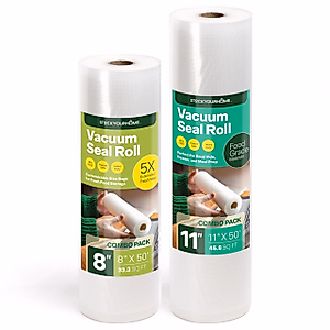 8" & 11" x 50' Vacuum Seal Bags Rolls (Combo Pack), Vacuum Seal Bags for Food Saver, Freezer, Microwave, and Boil Safe Vacuum Sealer Bags Rolls