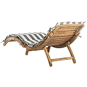 SAFAVIEH-Outdoor Collection Pacifica Natural/ Grey Stripe Cushion 3-Piece Chaise Lounge Set with Table