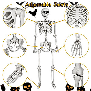 INHOTBY Halloween Skeleton Life Size,2 Pack - Adult (5.4ft) and Child (3ft) Full Size Posable Skeleton,Plastic Skeleton Halloween Decor,Scary Halloween Party Decorations Outdoor/Indoor