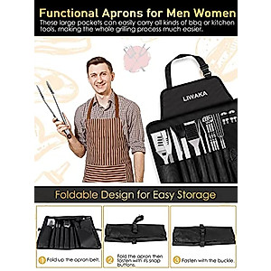 31Pcs Grill Accessories BBQ Tools Set with Storage Apron, Stainless Steel Grill Utensils Set BBQ Accessories Gift for Men Women, Perfect for Camping Backyard Barbecue
