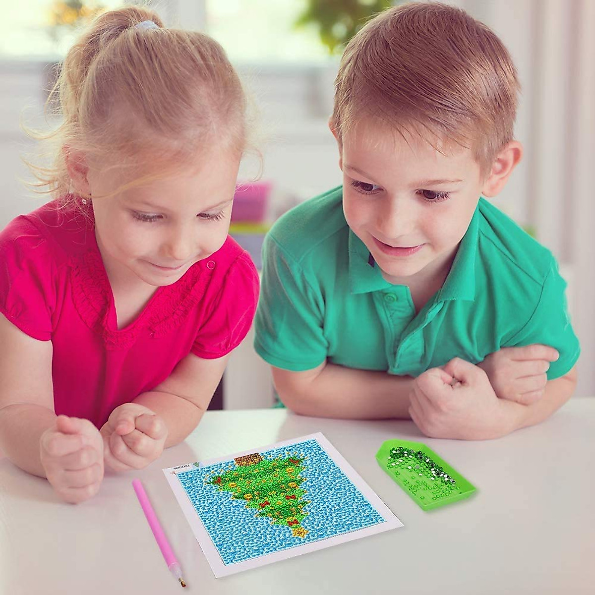 YOBEYI 5D Diamond Painting Kits for Kids Wooden Frame Diamond Arts and Crafts for Kids Mosaic Gem Stickers by Number Kits DIY Painting Arts Crafts Set Embroidery Christmas Gift (Xmas Tree)