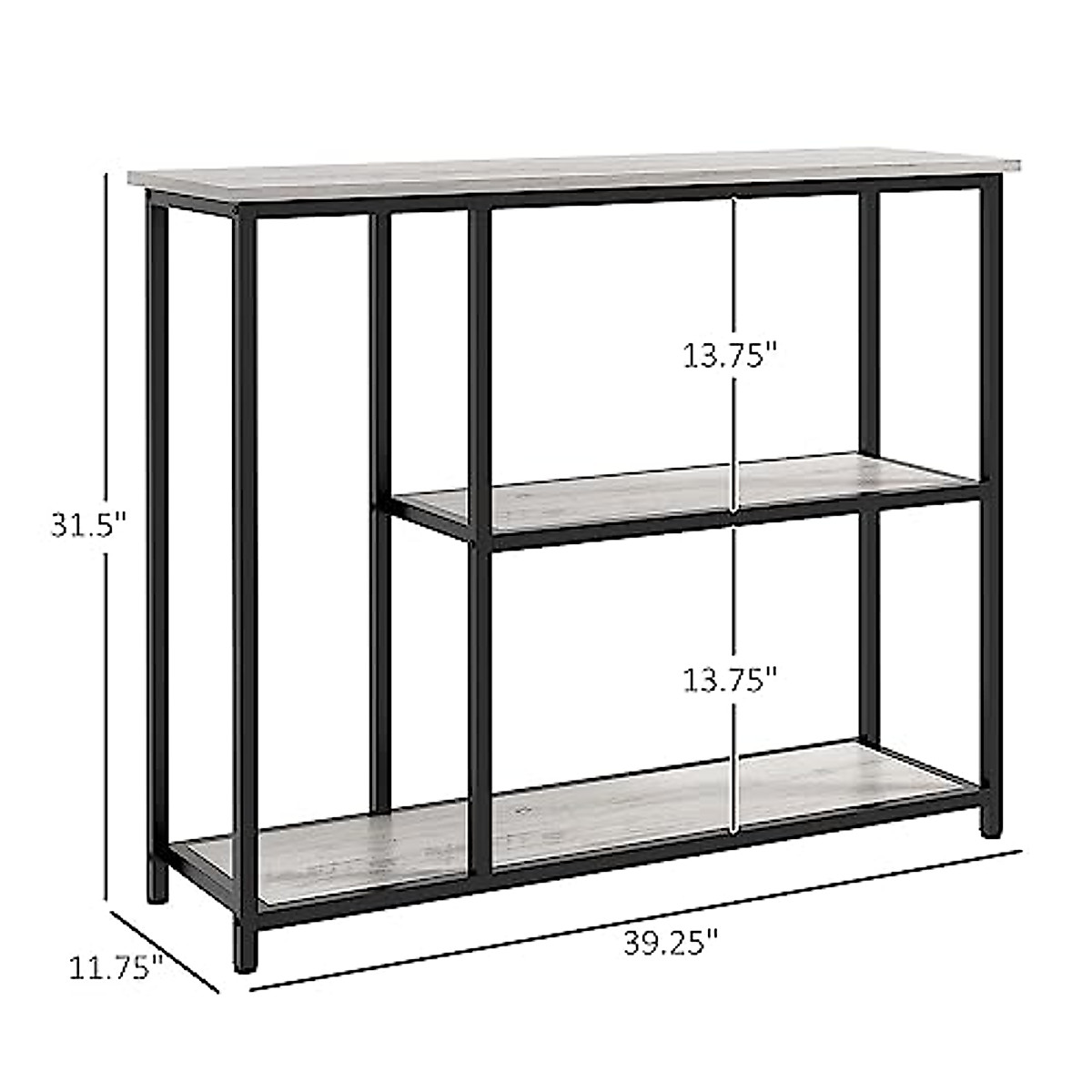 HOMCOM 39" Console Table, Modern Sofa Table with 2 Storage Shelves, Steel Frame, Narrow Entryway Table for Hallway, Gray