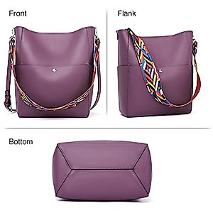 BROMEN Handbags for Women Bucket Bags Vegan Leather Purses and Handbags Crossbody Purse Purple
