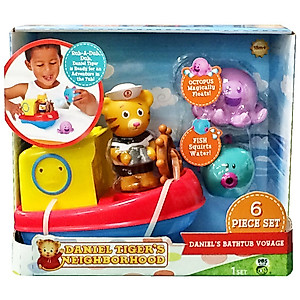 Daniel Tiger's Neighborhood Baby Bath Tub Toy Daniel's Bathtub Voyage Adventure, 6 Piece Set - Perfect for Baby/Toddler Boys and Girls 18 Months and up