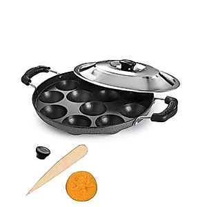 Shourya Trading Non Stick Appam Pan,Appam Maker,12 Pits Appam Maker, Nonstick Appam Pan,Appa Chetty Paniyaram Pan Patra,Tawa Non Stick