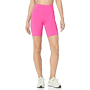 Amazon Essentials Women's Active Sculpt High Rise 7 Bike Shorts with Pockets, Neon Pink, X-Small