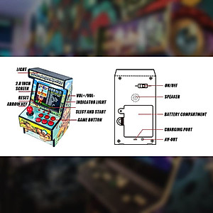 Mini Arcade Game, 156 Classic Handheld Games, Portable for Kids & Adults, 2.8" Eye-Protected Colorful Screen & Rechargeable Battery, TV Output (Type E)