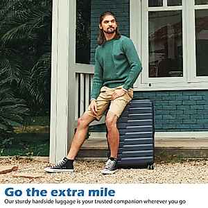 COOLIFE Luggage Expandable Suitcase PC ABS TSA Luggage 3 Piece Set Lock Spinner Carry on (purple, 3 piece set)