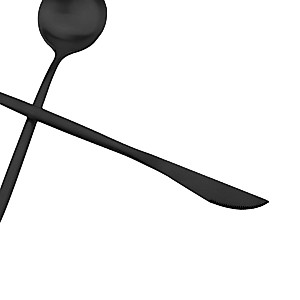 JASHII Luxury Black Flatware, Silverware Sets, 24-pieces Elegant Cute 18/10 Stainless Steel Silverware Set for Eating Home Kitchen Hotel Restaurant, Service Sets for 4 People, Dishwasher Safe