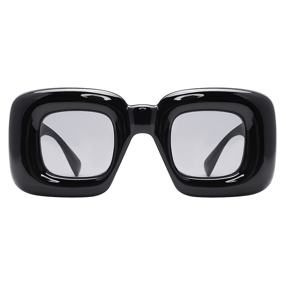 Akirawang Fashion Square Inflated Sunglasses for Women Men Oversized Thick Frame Trendy Glasses Mask Shades Designer Style