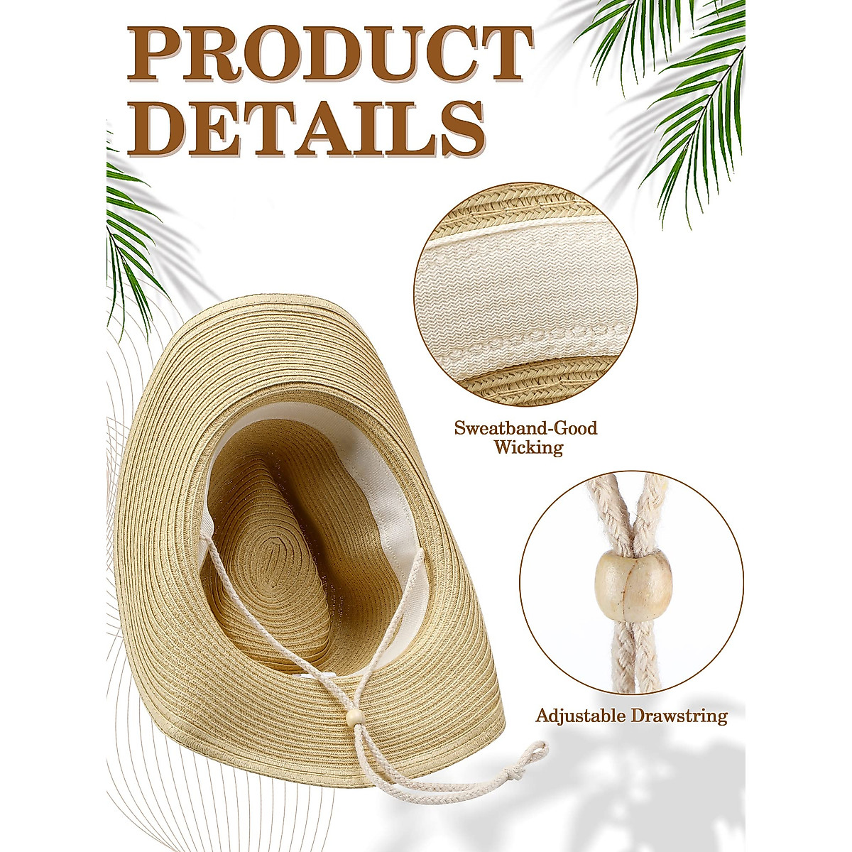 Mepase 12 Pcs Adult Straw Cowboy Hats Western Cowgirls Hat Bulk Wide Brim Beach Sun Hat Floppy UV Protection Hat for Women Men