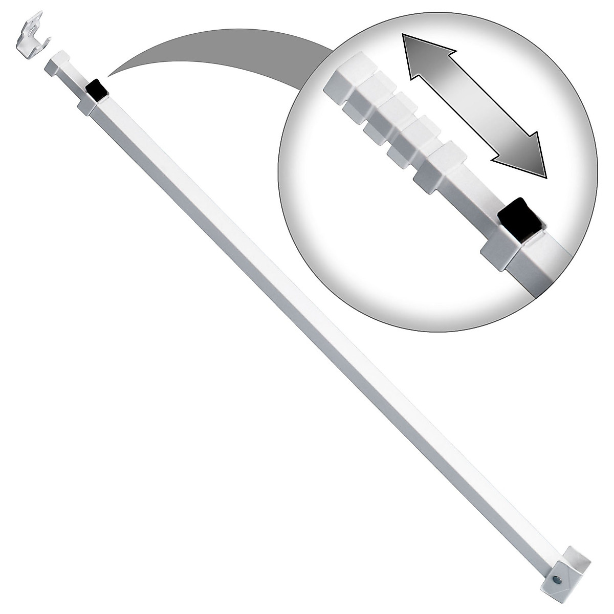 Ideal Security Sliding Patio Door Security Bar with Child-Proof Lock, Extendable, White (25.75-47.5 Inches)