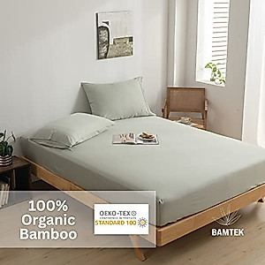 Bamtek 100% Viscose Bamboo Sheets Queen Size Bed - Super Soft and Silky Queen Sheets - Cooling Bamboo Sheets for Hot Sleepers - 4PC 17' Deep Pocket Queen Sheet Set and Pillowcases Set of 2 (Sage)