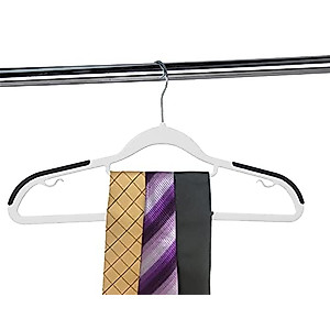 Finnhomy Bar Design Heavy Duty 50 Pack Plastic Hangers, Durable Clothes Hangers with Non-Slip Pads, Great for Shirts, Pants, Scarves, Strong Enough for Coat, White