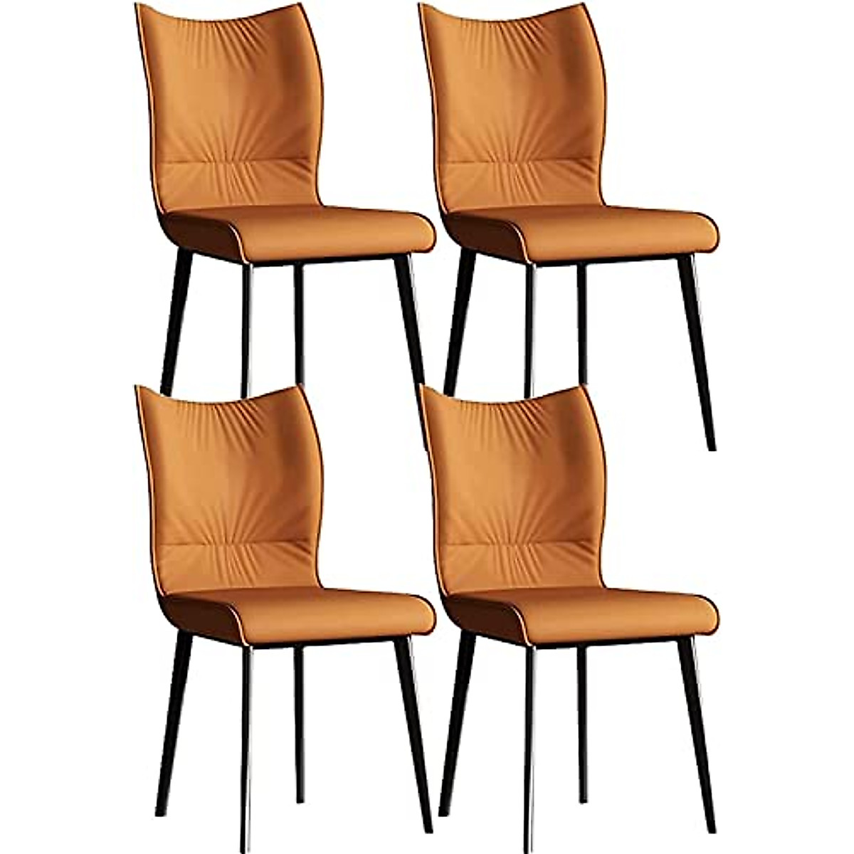 Chairs Kitchen Dining Chairs Set of 4 Modern Upholstered Dining Chairs Soft PU Leather Cushion Seat Business Reception Chair (Color:Orange)