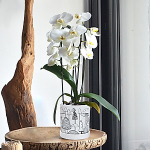 QGWJEKUI Mushroom Decor Planter Pot with Drainage Hole & Removable Draining Tray,Handmade Pots for Plants Flowers Indoor,Unique Ceramic Planter,Cute Succulent Pots,Aesthetic Modern Boho Gifts