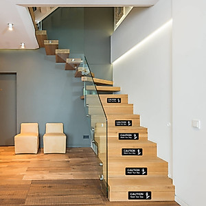 4 Pack Caution Watch Your Step Sign for floor, Acrylic with Symbols Self-adhesive for Home and Business Restaurants Offices 9"x3" Black Gold Easy to Mount Outdoor or Indoor Use Black