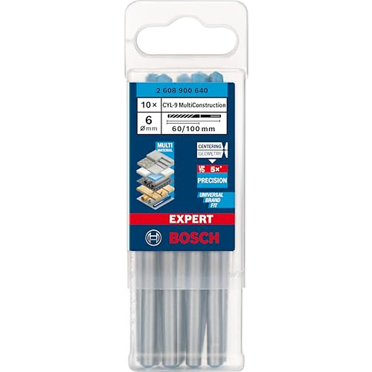 Bosch Professional 10x Expert CYL-9 MultiConstruction Drill Bit (for Concrete, Ø 6,00x100 mm, Accessories Rotary Impact Drill)