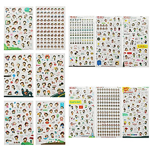 12 Sheets Happy Girl DIY Scrapbook Sticker, Kawaii Cartoon Korean Planner Stickers Set for Diary,Book,Phone and Photo Album