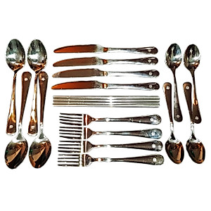 XYZ Boat Supplies - Nautical Design Flatware Cutlery Set - 24 Piece - Stainless Steel - Perfect for Boating, Sailing, Fishing, The Pool, The Beach and More