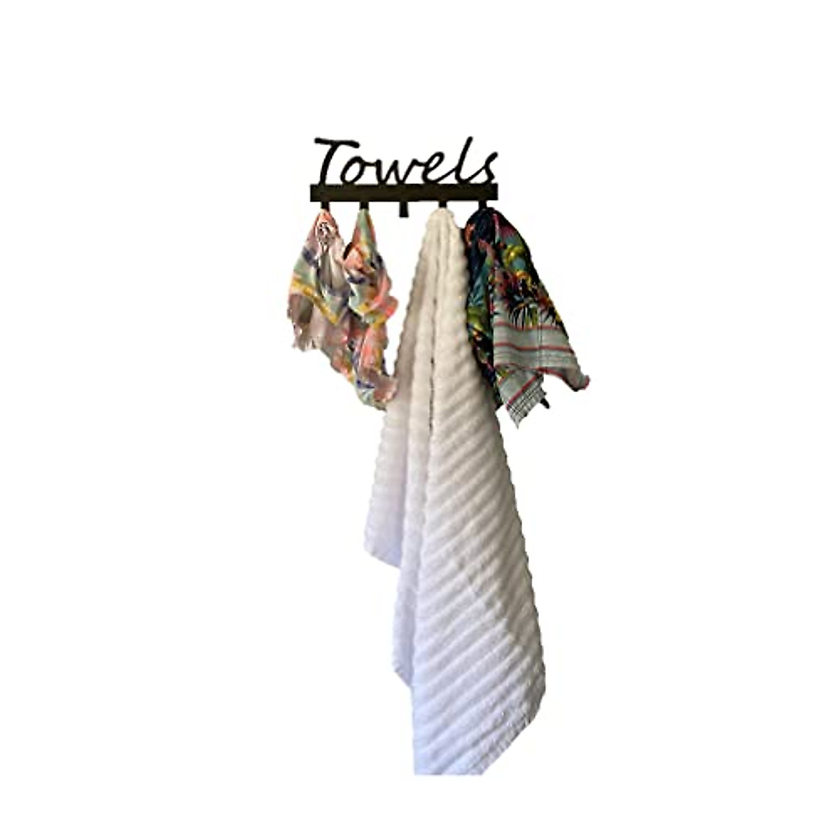 Spa Tender Outdoor /Indoor Towel Rack with 5 Towel Hooks is Wall Mounted.Black Metal,Rustproof and Waterproof Great for Pools and Hot Tubs Rack to Hang Your Bathroom Towels, Robes, Clothing (Black).