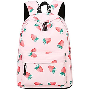 mygreen Backpack for Teens, Fashion Strawberry Pattern Laptop Backpack College Bags Shoulder Bag Daypack Bookbags Travel Bag Pink