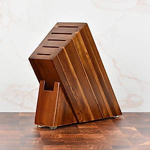 Enso SG2 7 Piece Acacia Slim Knife Block Set - Made in Japan - 101 Layer Stainless Damascus