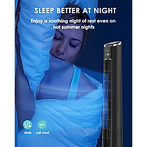 Portable Electric Oscillating Tower Fan with 12H Timer, LED Display and Remote Control 36‘’Quiet Bladeless Fan with 3 Modes for Bedroom, Living Rooms and Office use