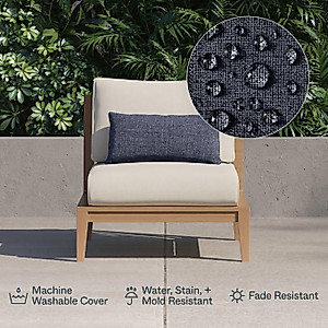 Outer Outdoor Throw Pillow with OuterWeave Performance Fabric, Decorative Outdoor Pillow for Patio & Outdoor Furniture, Includes Machine Washable Pillow Cover and Insert - Dark Pebble Gray, 12"x20"