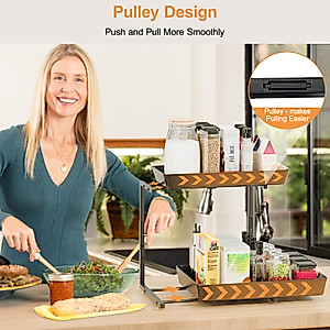 LIUMAYAS 2 Pack Under Sink Organizer Pull 0ut, 3 Height Adjustable Under Kitchen Sink 0rganizer and Storage Black, 2 Tier Double Sliding Drawer Cabinet Organizer for Kitchen Bathroom Pantry