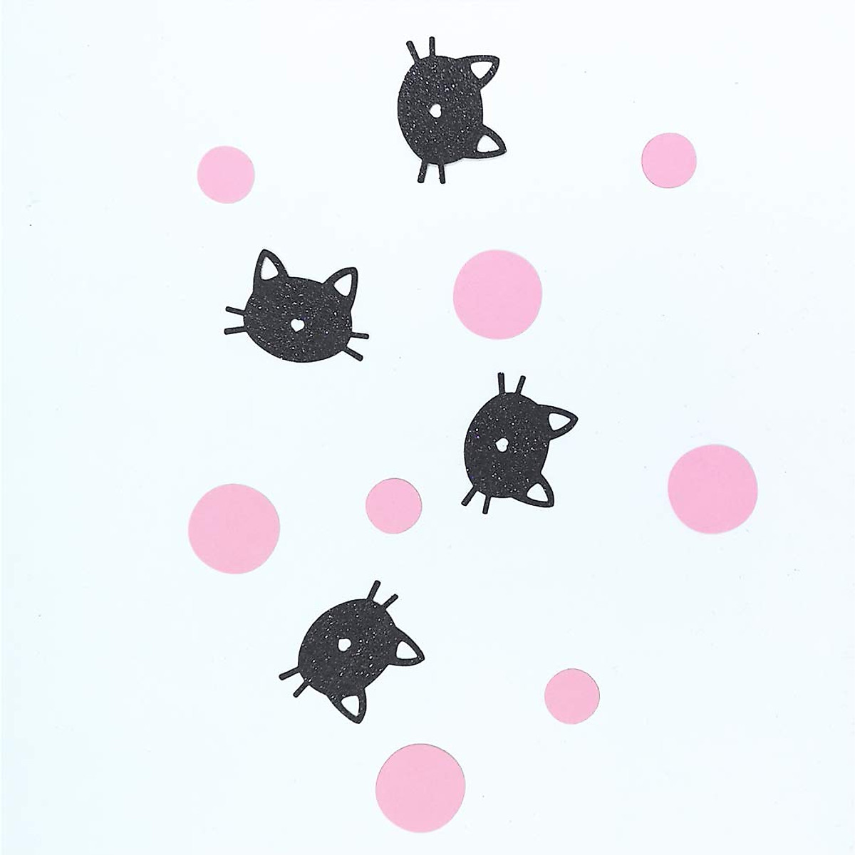 Cat Table Confetti Kitten Paper Scatter Cat Lover Birthday Theme Party Decorations - 40 Cats and 60 Circles